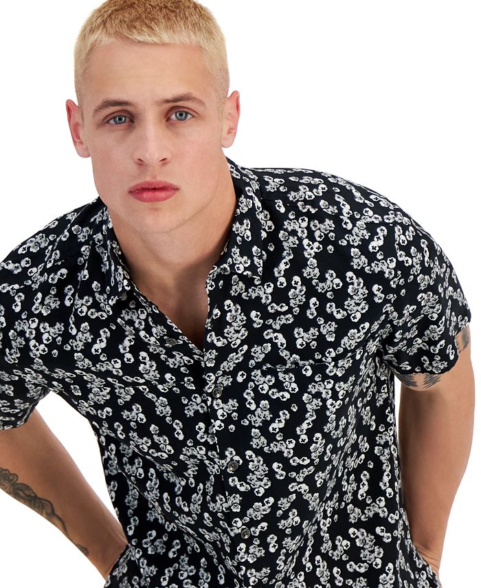 I N C International Concepts Mens Regular Fit Floral Print Button