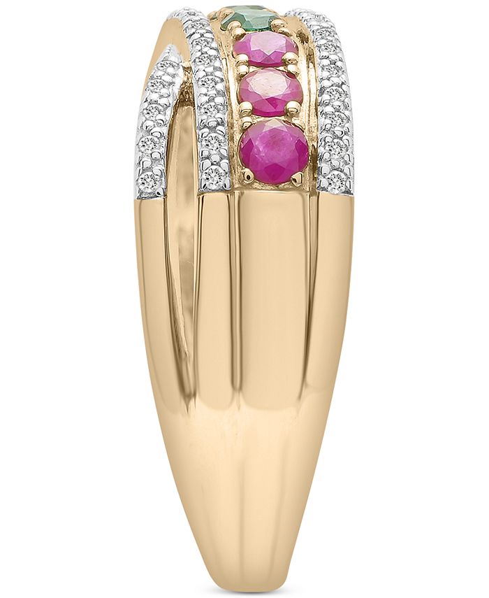 Macy's Multi-Gemstone (3/4 ct. t.w.) & Diamond (1/6 ct. t.w.) Crossover ...