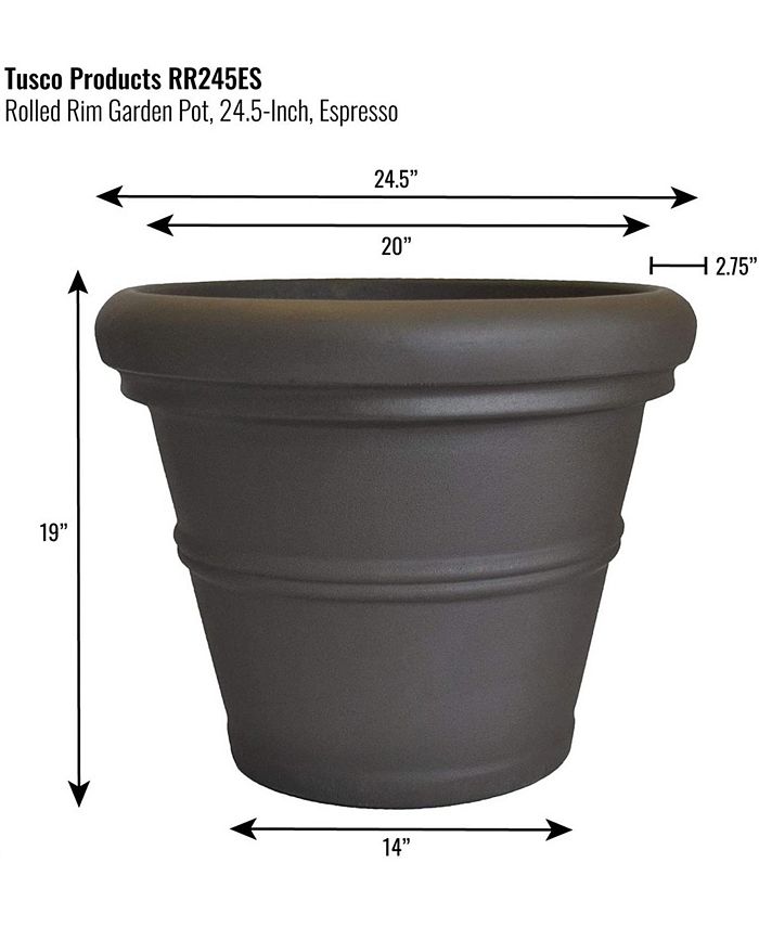 Tusco Products RR24ES Rolled Rim Garden Pot, Dark Espresso - Macy's