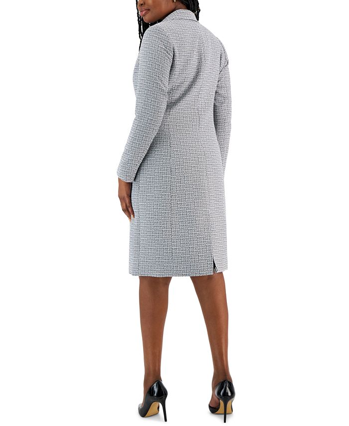 Le Suit Tweed Topper Jacket and Crewneck Sheath Dress Suit, Regular and ...