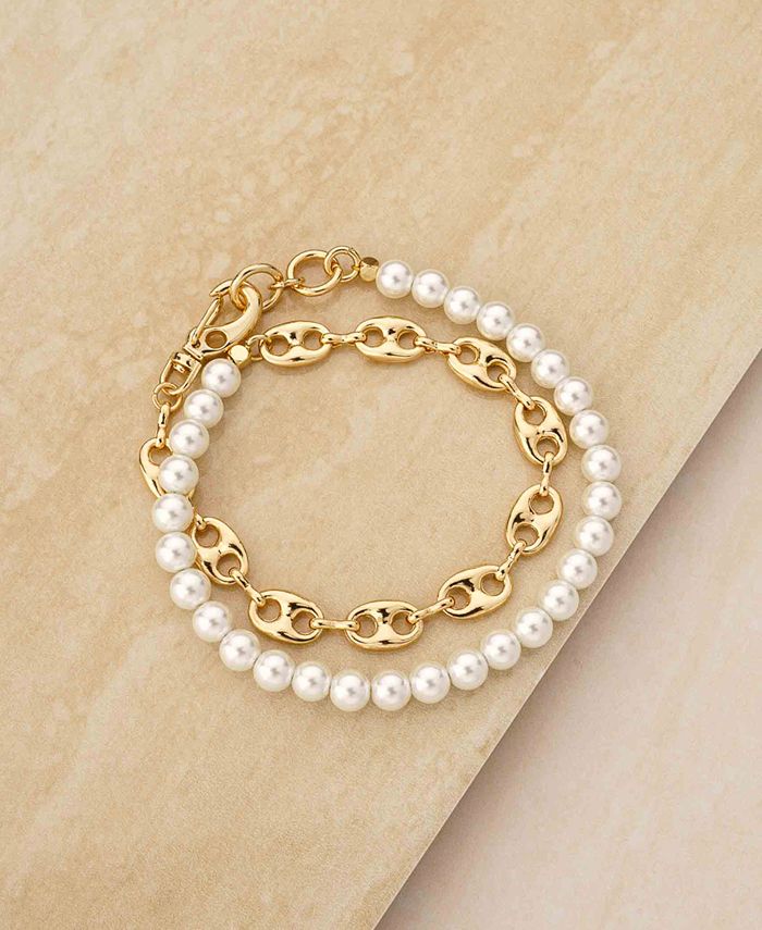 ETTIKA Imitation Pearl Modern Chain Link Wrap Bracelet - Macy's