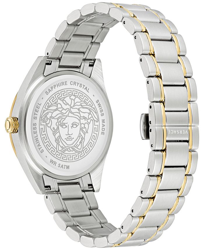 Versace Men's Swiss V-Code Two Tone Bracelet Watch 42mm - Macy's