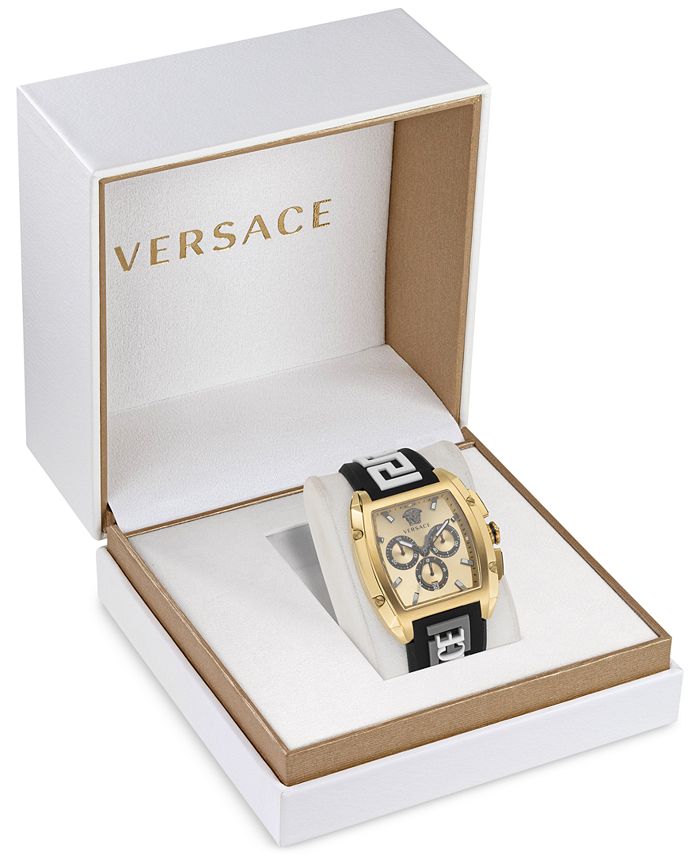 Versace Men's Swiss Chronograph Dominus Black & White Silicone Strap ...
