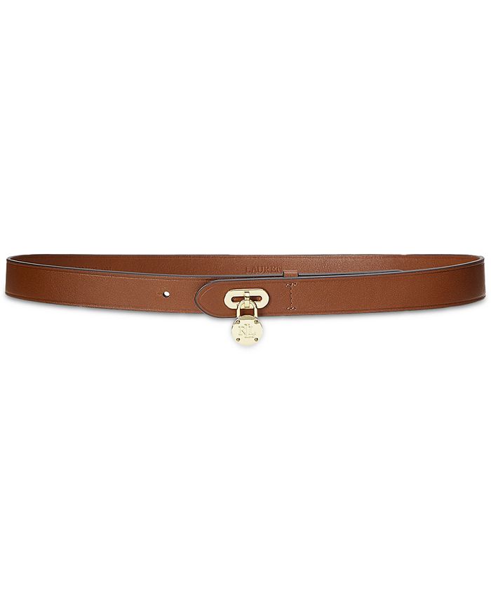 Lauren Ralph Lauren Women's Leather Padlock Skinny Belt - Macy's