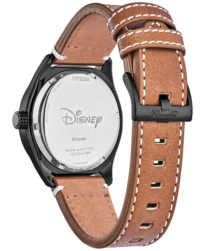 Citizen Eco-Drive Men's Disney Mickey Mouse Brown Leather Strap Watch ...