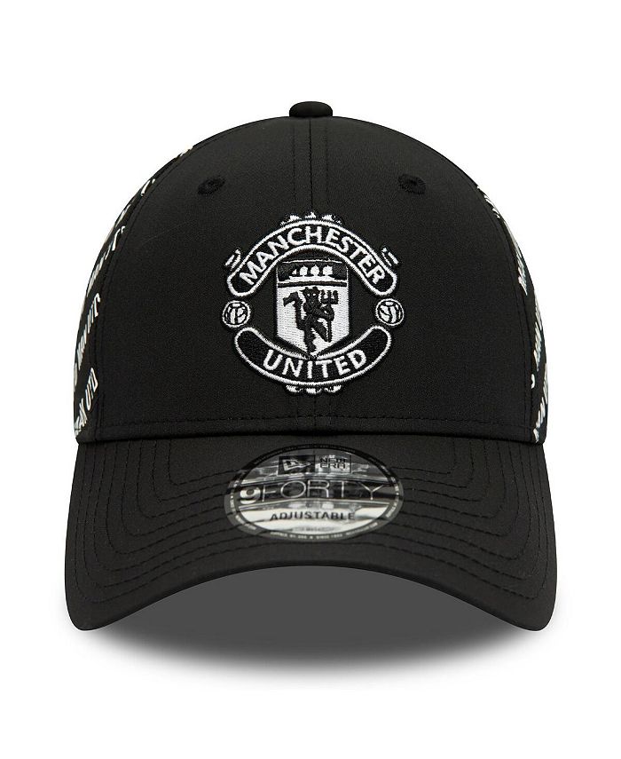 New Era Men's Black Manchester United Logo Tonal 9FORTY Adjustable Hat ...