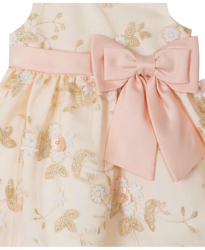 Rare Editions Baby Girls Embroidered Mesh Sleeveless Dress With Bow ...