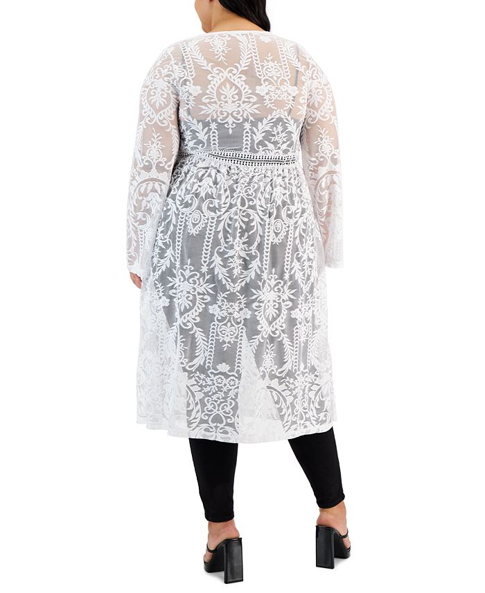 FULL CIRCLE TRENDS Trendy Plus Size Lace Longline Duster - Macy's