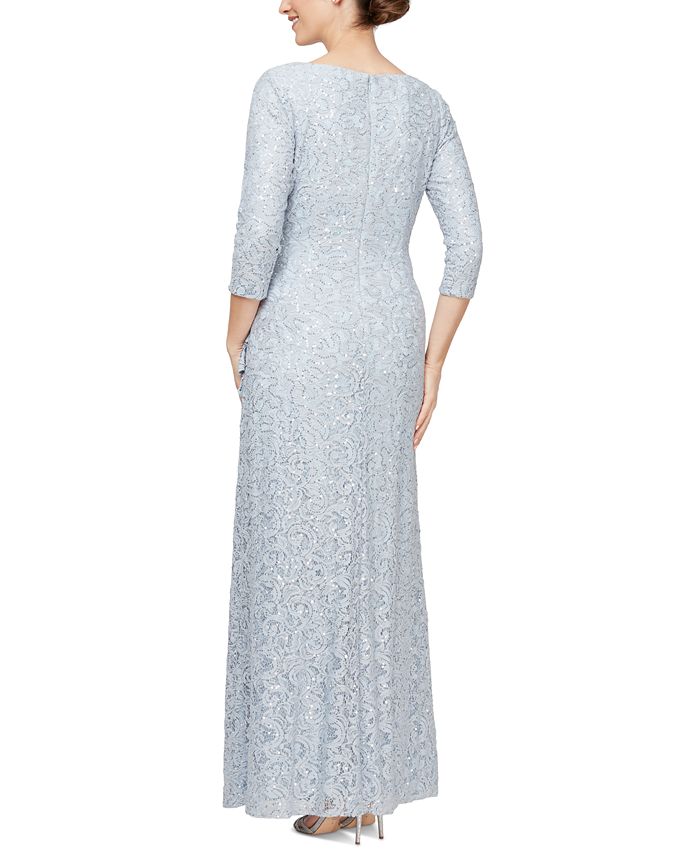 Alex Evenings Women's Lace and Sequin Cascade Ruffle Dress - Macy's