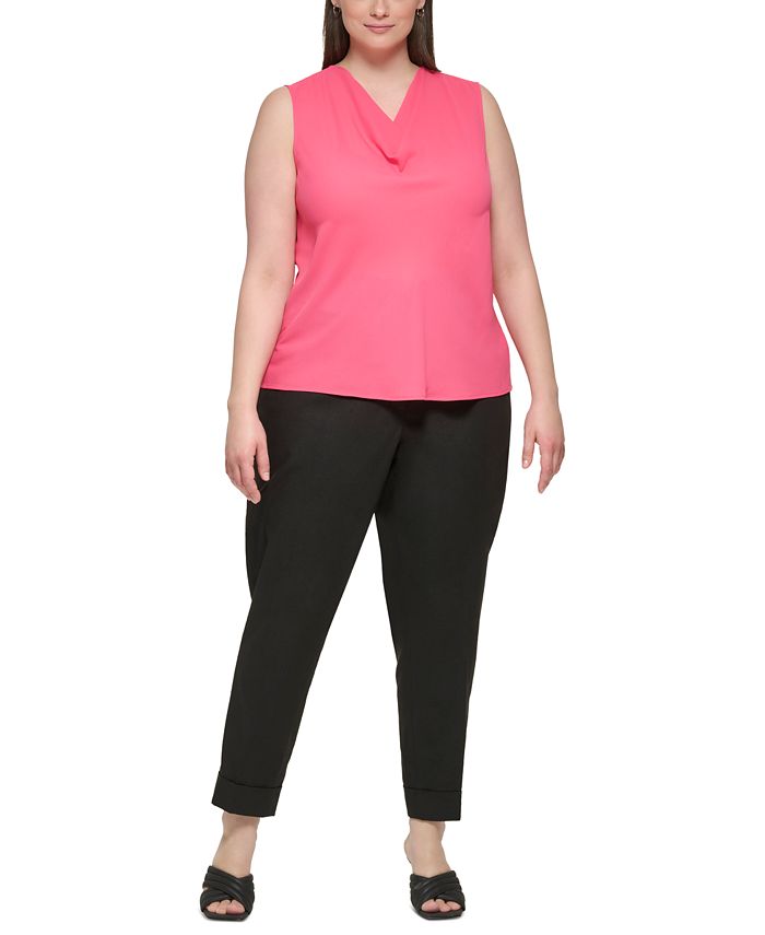 Calvin Klein Plus Size Cowlneck Sleeveless Blouse - Macy's