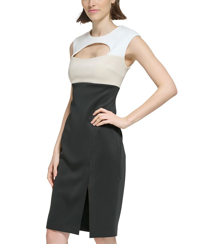 Calvin Klein Women's Cutout Colorblocked Sheath Dress - Macy's
