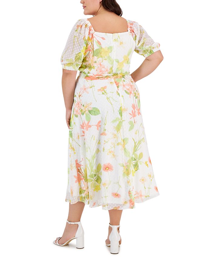 Anne Klein Plus Size Cara Printed Clip-Dot Midi Dress - Macy's