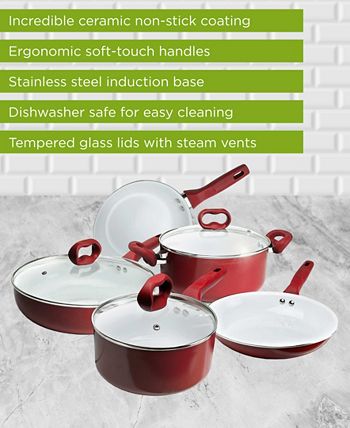 Ecolution Aluminum 8 Piece Bliss Non-Stick Cookware Set with Glass Lids ...