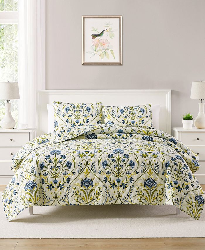 Seventh Studio Province Floral Damask Printed Pinsonic Quilt Set, Full ...