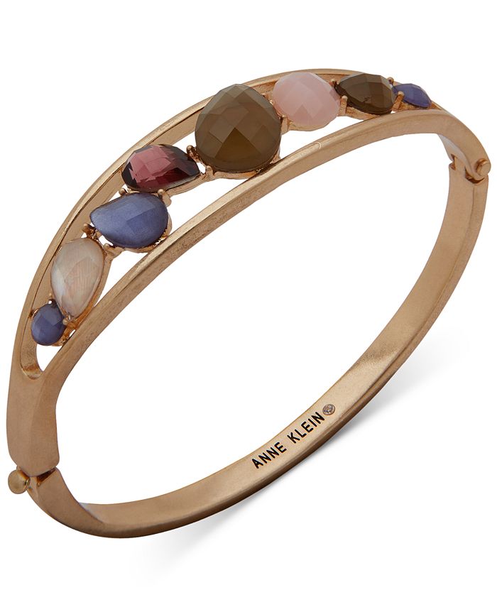 Anne Klein Gold-Tone Mixed Stone Split Bangle Bracelet - Macy's