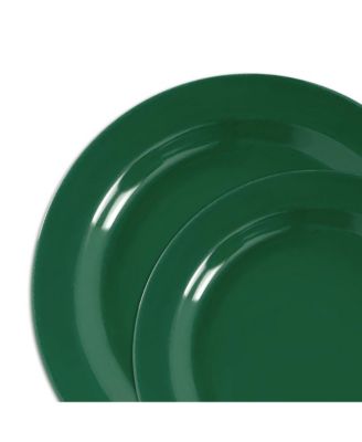Solid Green Holiday Round Disposable Plastic Dinnerware Value Set (120 ...