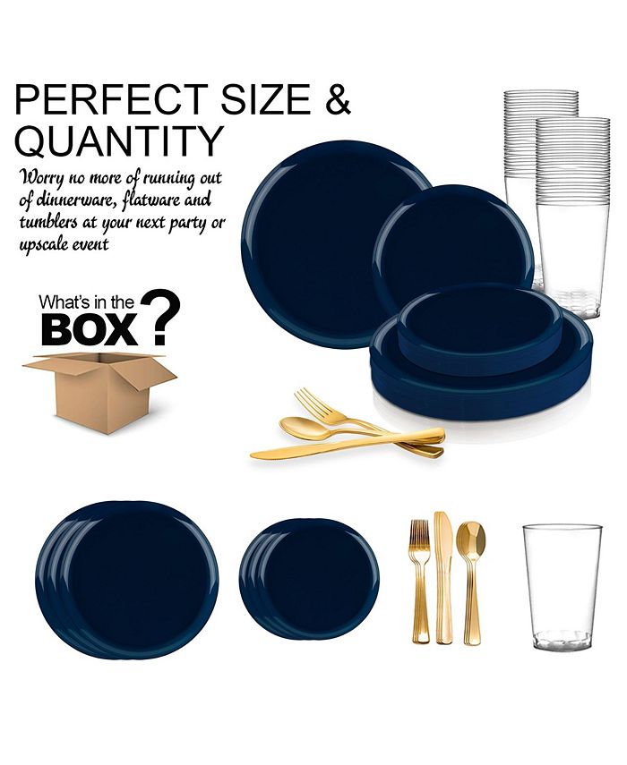 Smarty Had A Party Navy Flat Round Disposable Plastic Wedding Value Set ...