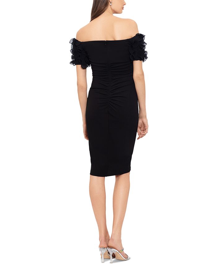 XSCAPE Women's Ruffled Off-The-Shoulder Scuba Crepe Dress - Macy's