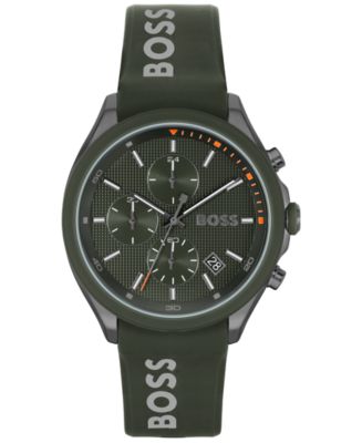 HUGO BOSS Men's Velocity Quartz Fashion Chronograph Green Silicone ...