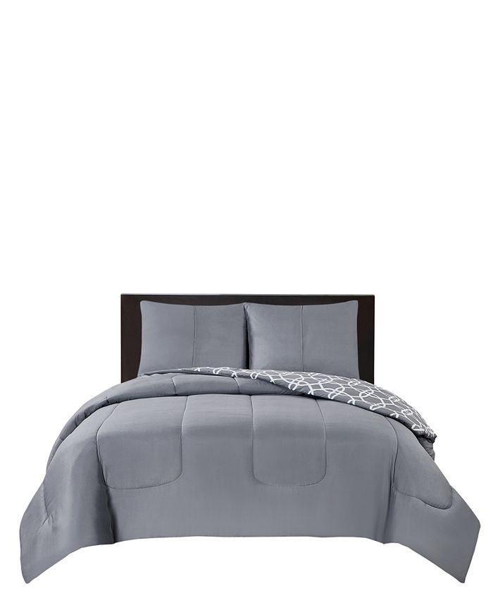 Keeco Carlisle 3 Piece Polyester Reversible Comforter Set, King - Macy's