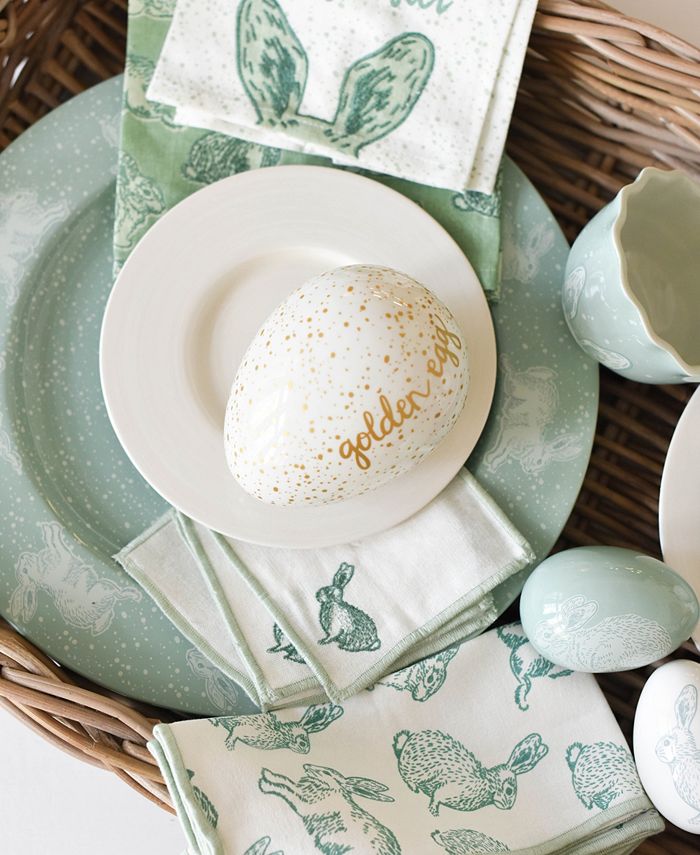 Coton Colors by Laura Johnson Speckled Rabbit Round Platter Sage - Macy's