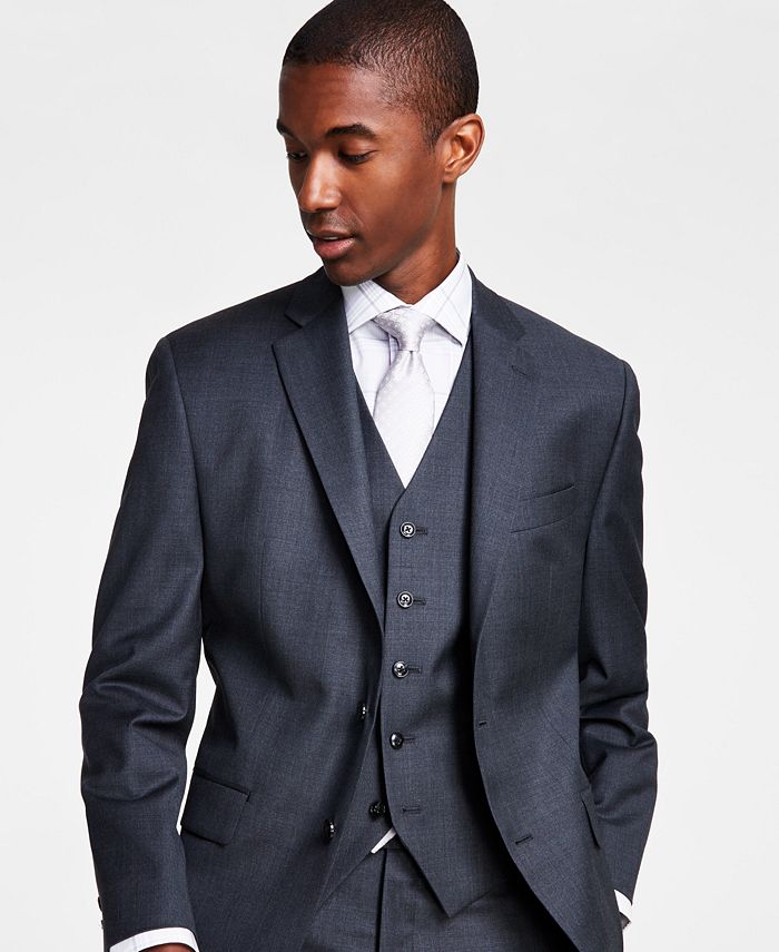Michael Kors Men's Classic-Fit Wool-Blend Stretch Solid Suit Jacket ...