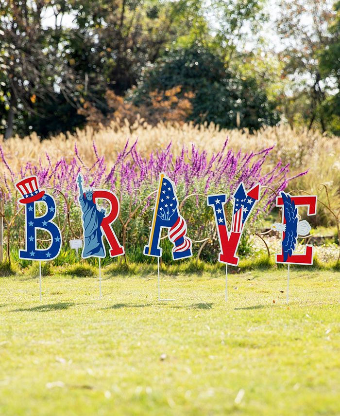 Glitzhome 43.25" L Patriotic, Americana Brave Yard Stake or Wall Decor ...