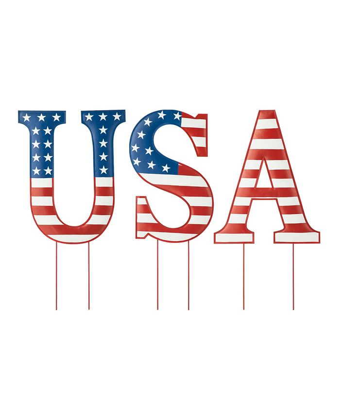 Glitzhome 45" L Patriotic, Americana USA Yard Stake or Standing Decor ...
