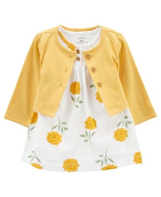Baby Girls My First Love Bodysuit Dress and Cardigan, 2 Piece Set