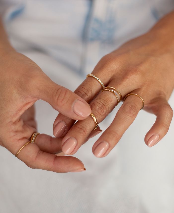 ETTIKA Dainty 18K Gold Plated Stacking Ring Set - Macy's