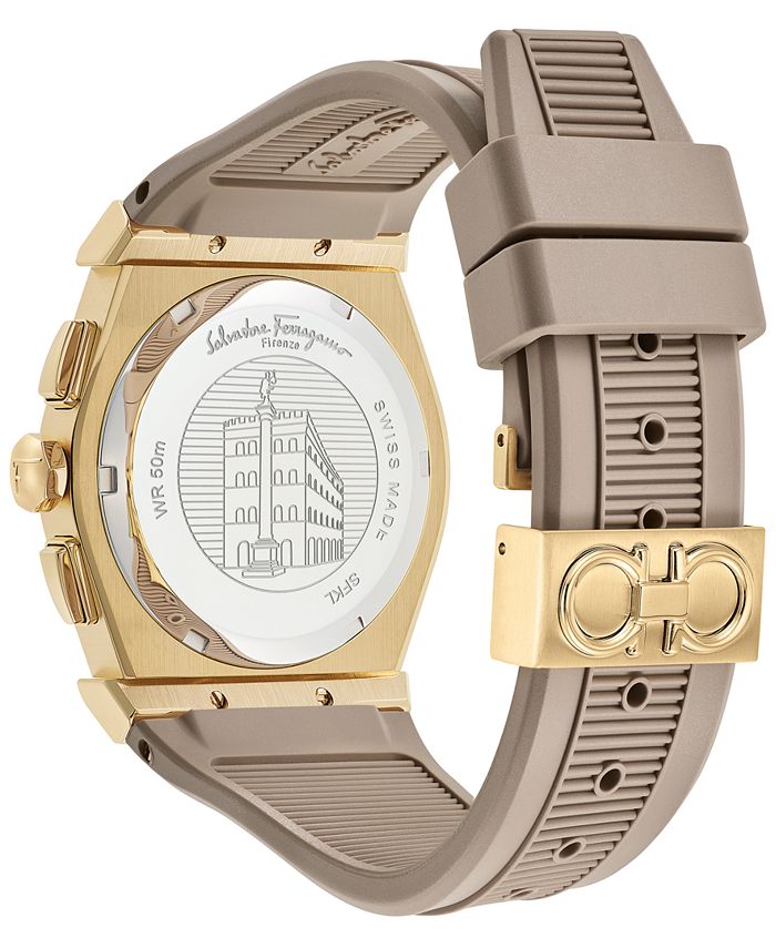 Ferragamo Salvatore Women's Swiss Chronograph Vega Beige Silicone Strap ...