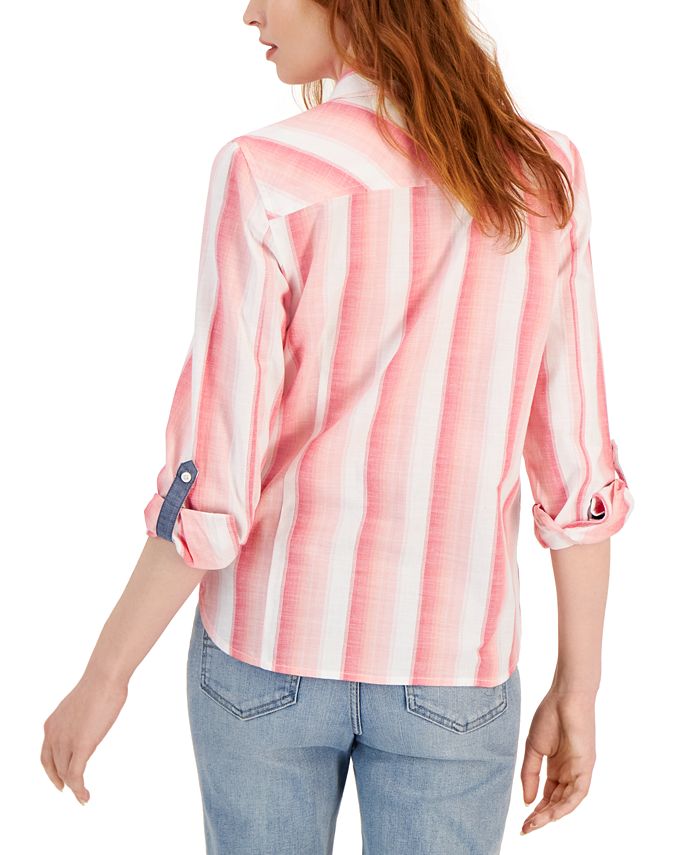 Tommy Hilfiger Women's Long Sleeve Roll-Tab Top - Macy's