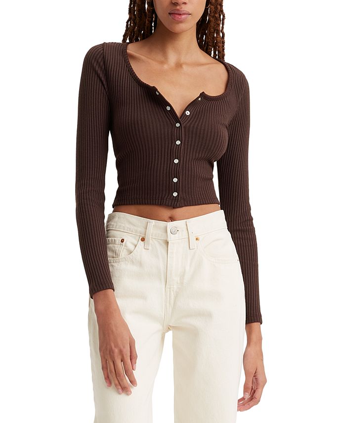 Levi's Women's Britt Long-Sleeve Snap-Front Top & Reviews - Tops ...