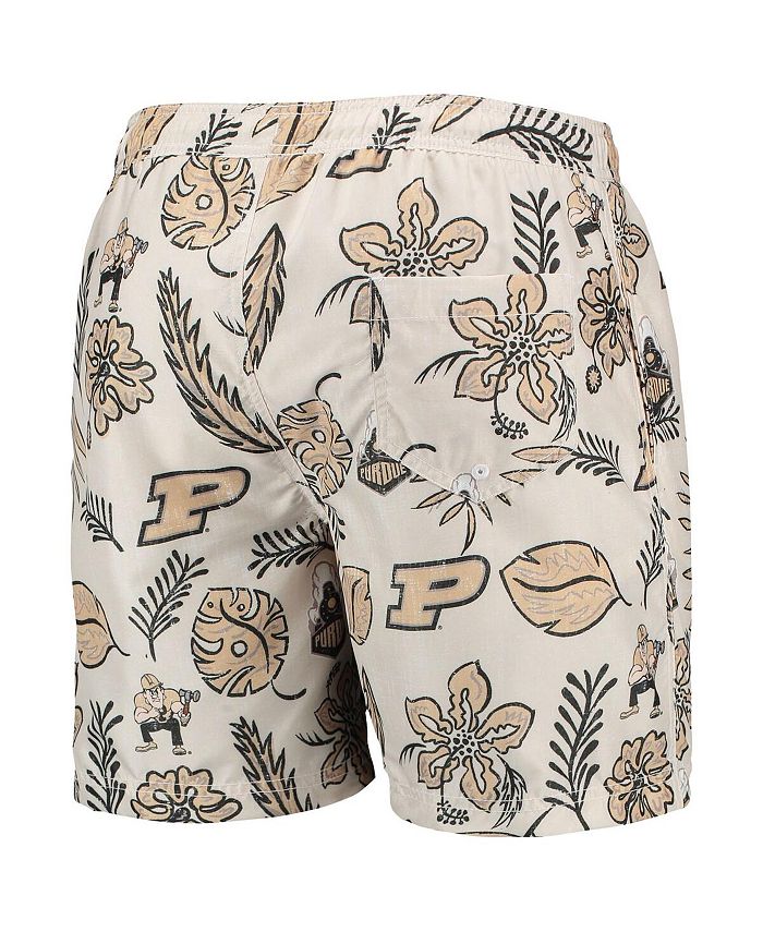 Wes & Willy Men's Tan Purdue Boilermakers Vintage-Like Floral Swim ...