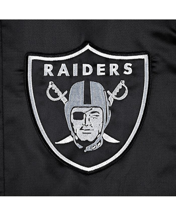 Starter Men's Black Las Vegas Raiders Midfield Satin Full-Snap Varsity ...