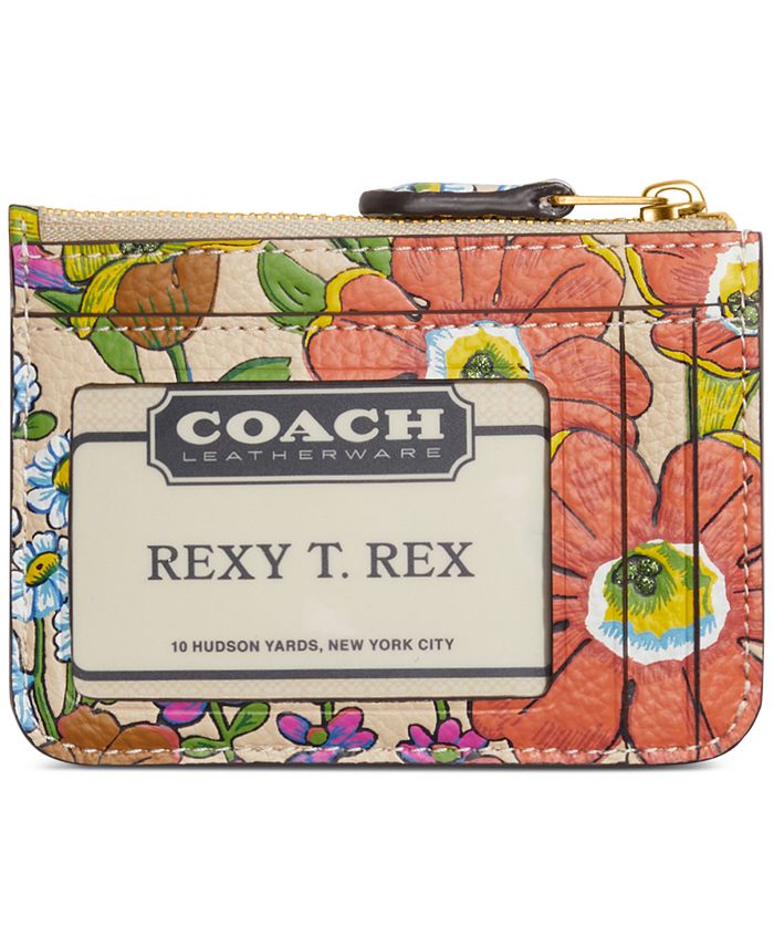 COACH Floral Printed Leather Mini ID Skinny Wallet - Macy's