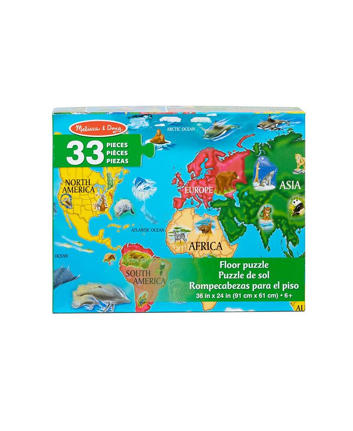 Melissa and Doug Melissa & Doug World Map Jumbo Jigsaw Floor Puzzle ...