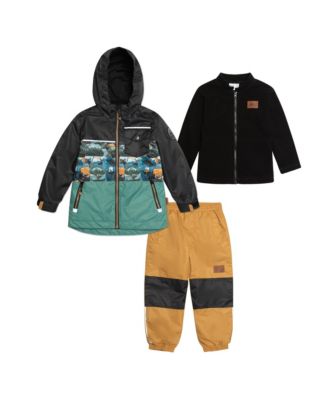Boy Color blocked Printed 3 In 1 Spring Rain Set Black Forest, Green ...