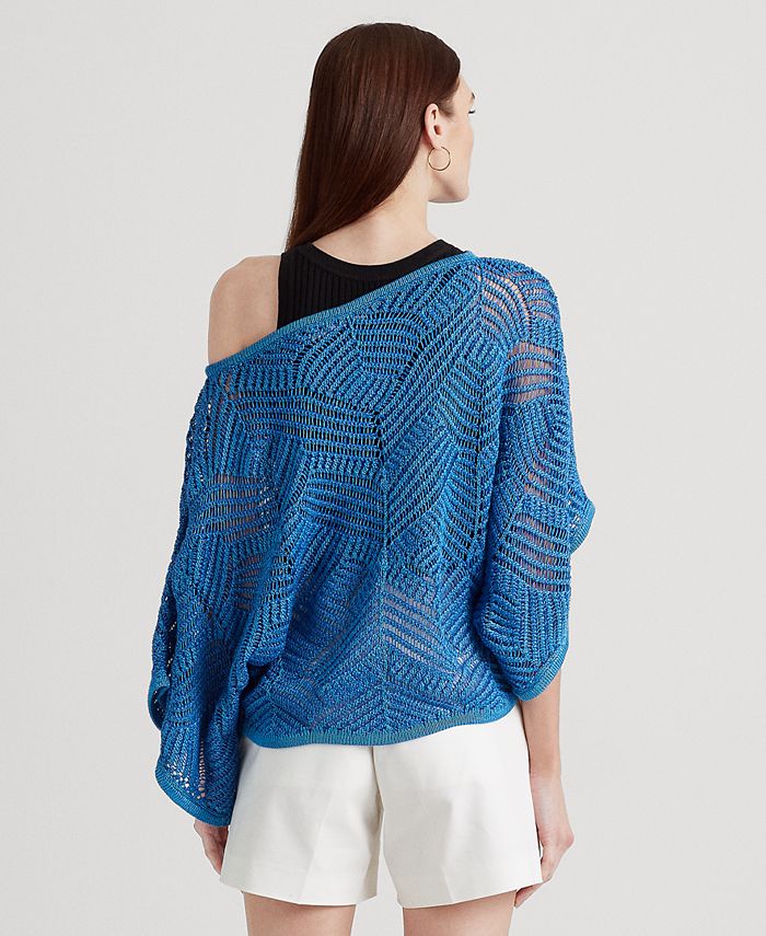 Lauren Ralph Lauren Women's Oversize Cotton-Blend Mesh Sweater - Macy's