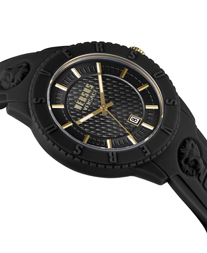 Versus Versace Men's 3 Hand Date Quartz Tokyo Black Silicone Watch ...