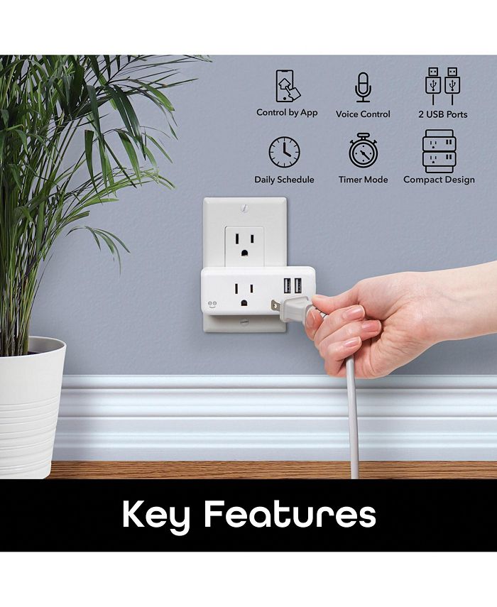 Geeni Switch + Charge Multi Port Smart Wi-Fi Plug with 2 USB Ports ...