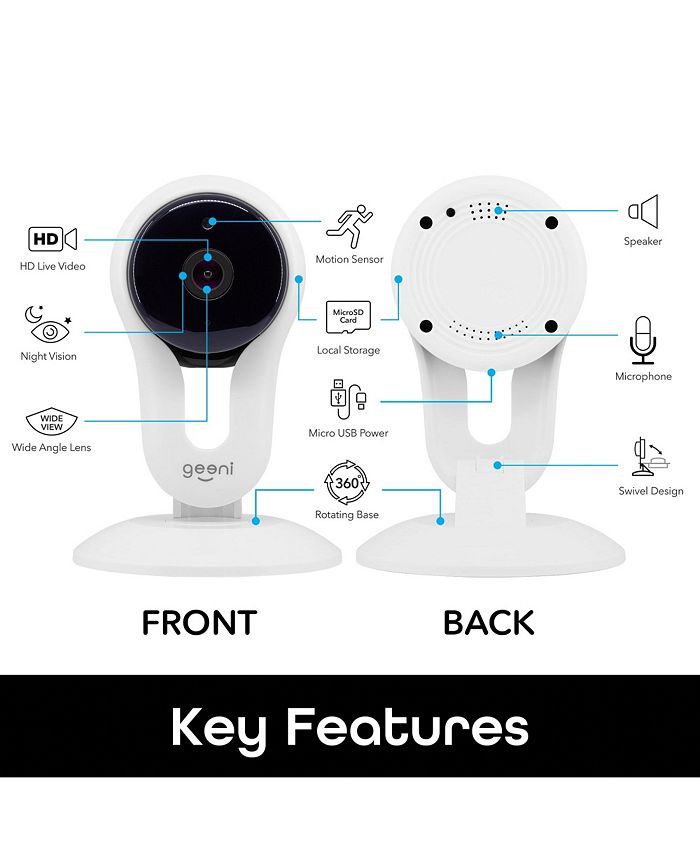 Geeni Aware 1080p Indoor Smart Home Security Camera with 2-Way Talk ...