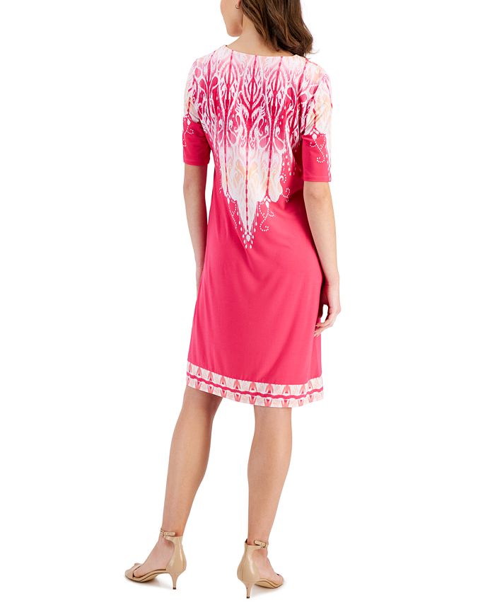 JM Collection Women' Medallion Marvel Short-Sleeve Dress, Created for ...