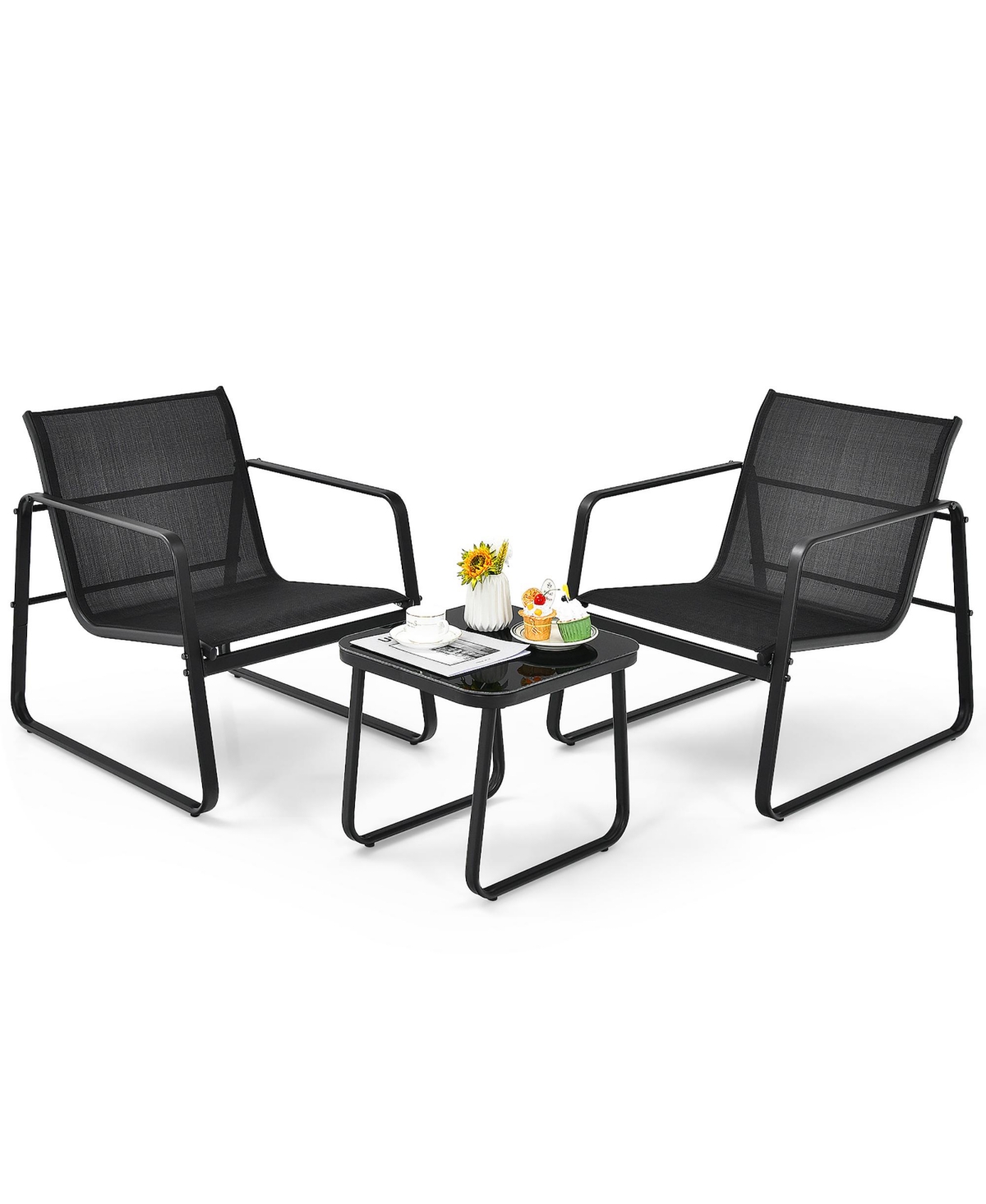 Click here for 3PCS Patio Bistro Furniture Set Glass Top Table Ga... prices
