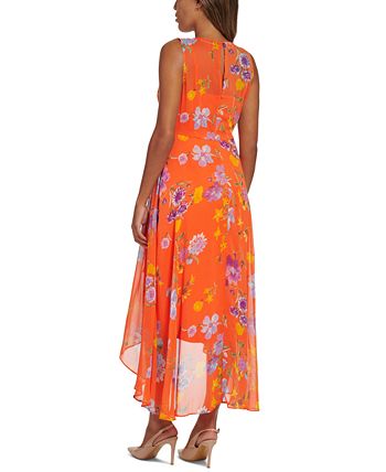 Calvin Klein Women's V-Neck Sleeveless Chiffon Maxi Dress - Macy's