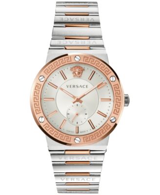 Versace Women's Swiss Greca Logo Two Tone Bracelet Watch 41mm - Macy's