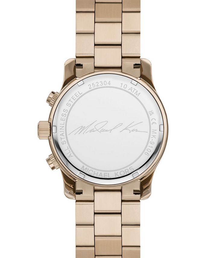Michael Kors Unisex Runway Quartz Chronograph Beige Gold-Tone Stainless Steel Watch 45mm - Macy's