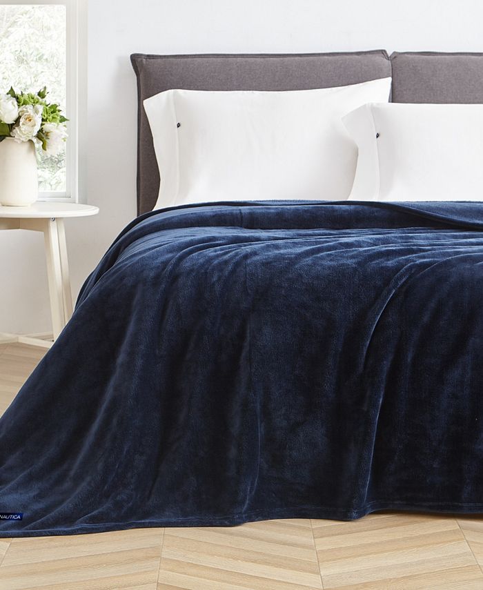Nautica CLOSEOUT! Solid Ultra Soft Plush Blanket, King - Macy's