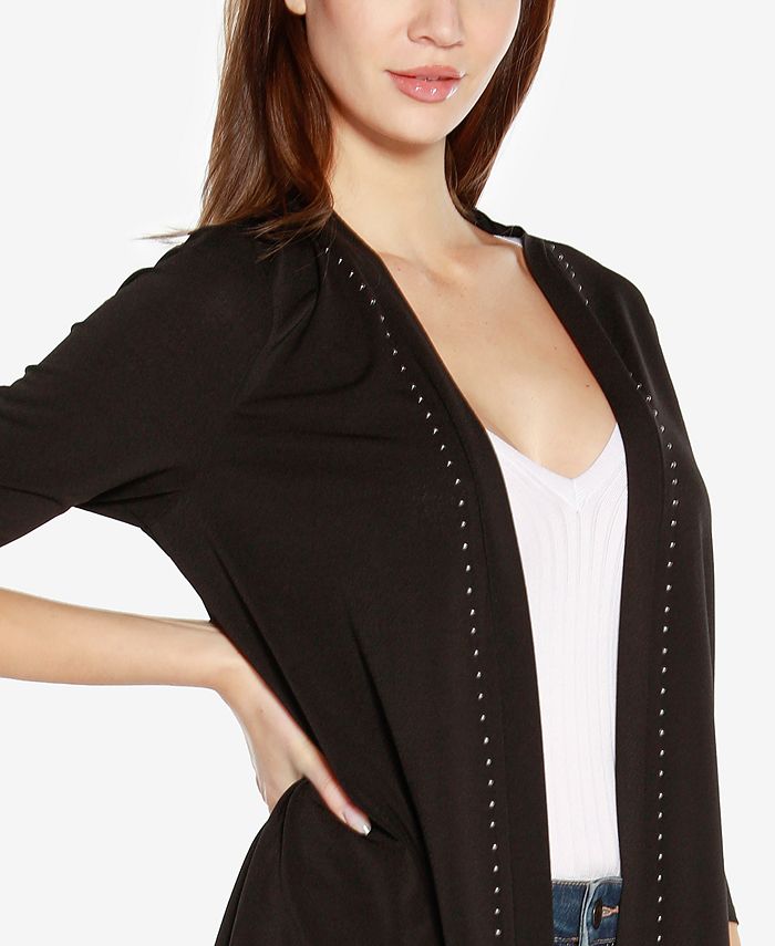 Belldini Black Label Women's Stud Trim 3/4 Sleeve Cardigan & Reviews ...