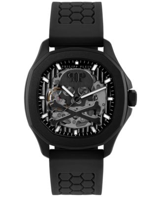 Philipp Plein Men's Automatic Skeleton Spectre Black Silicone Strap ...